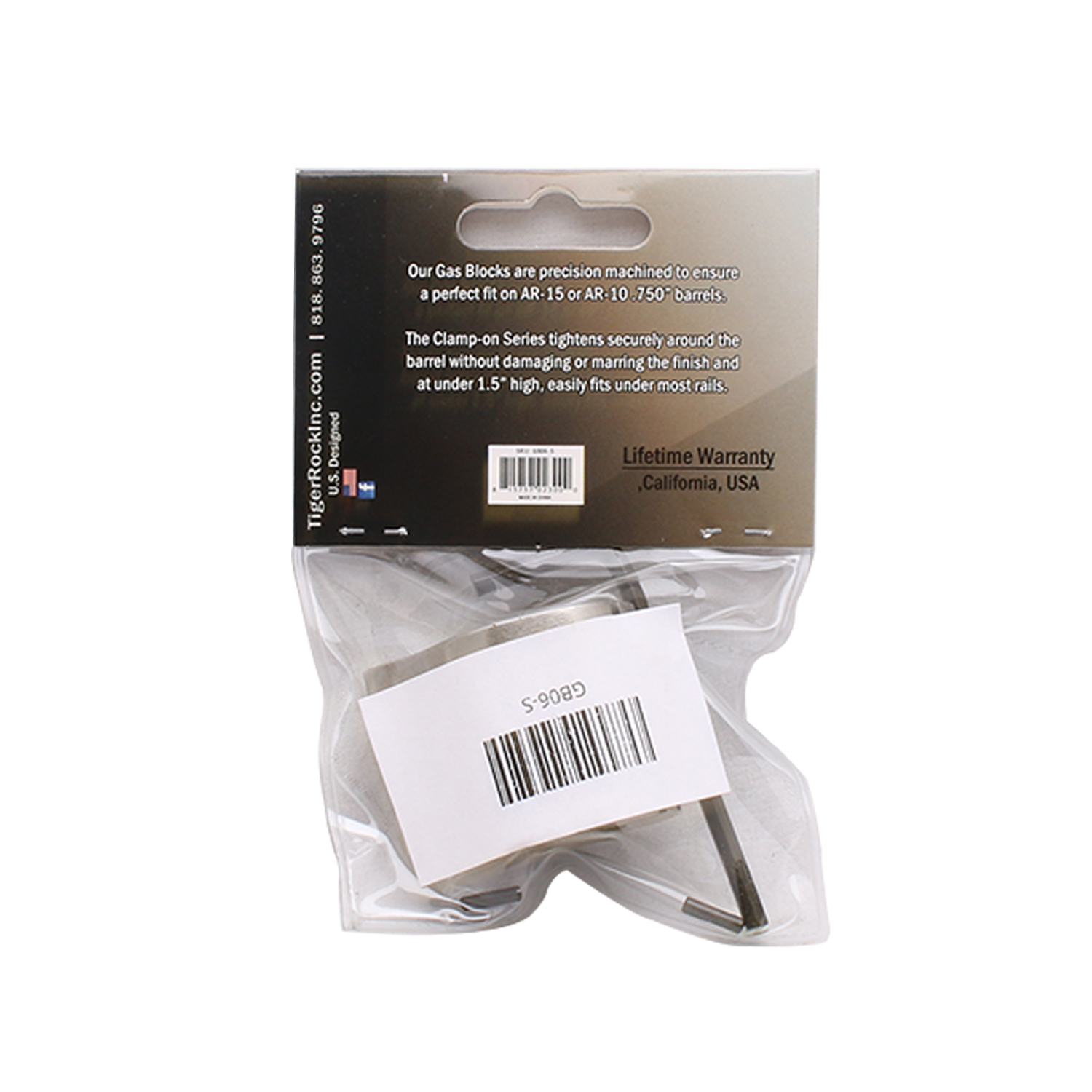 Clamp-on Low Profile Gas Block .750 - Stainless - packaging